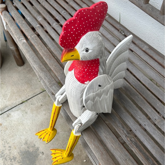 Vintage | Accents | Vintage Wooden Rooster Hinged Legs And Wings ...